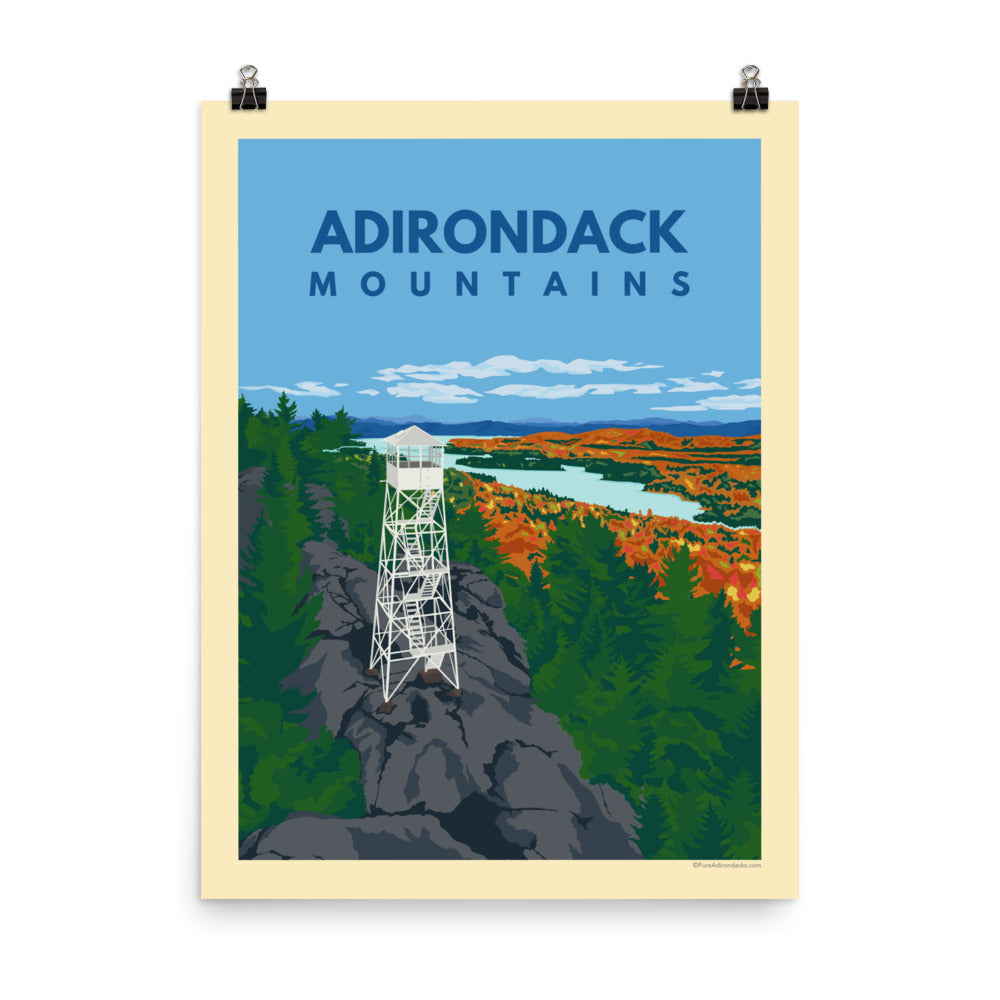 Vintage Adirondack Poster | Bald Mountain, Old Forge – Pure Adirondacks