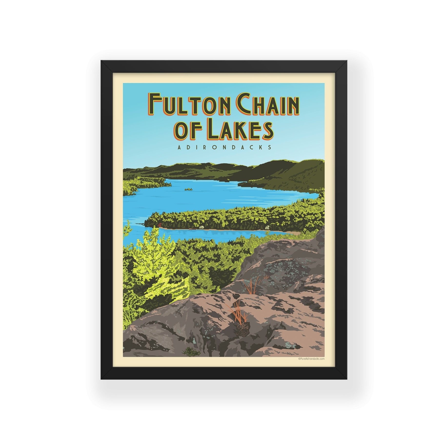 Vintage Adirondack Poster | Fulton Chain of Lakes – Pure Adirondacks